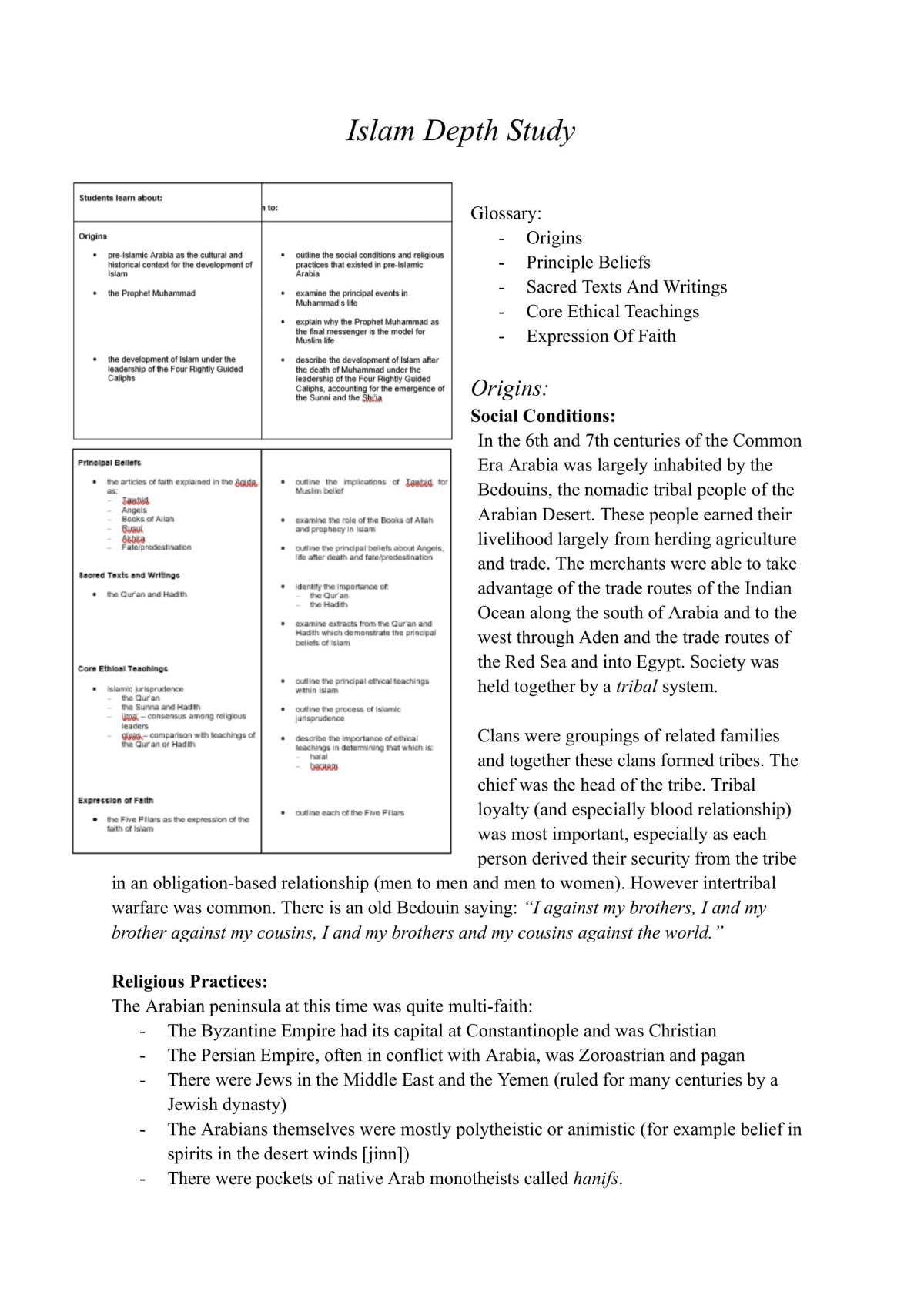 Islam Depth Study Notes | Studies of Religion II - Year 11 HSC | Thinkswap