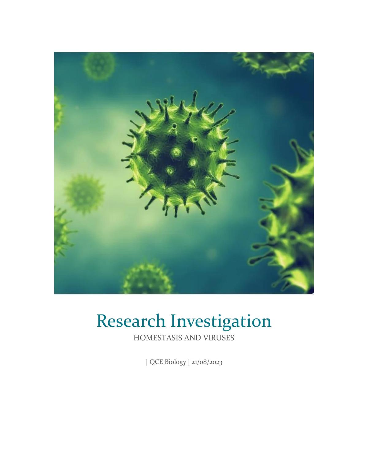 Research Investigation 20/20 (Unit 2) | Biology - Year 11 QCE | Thinkswap