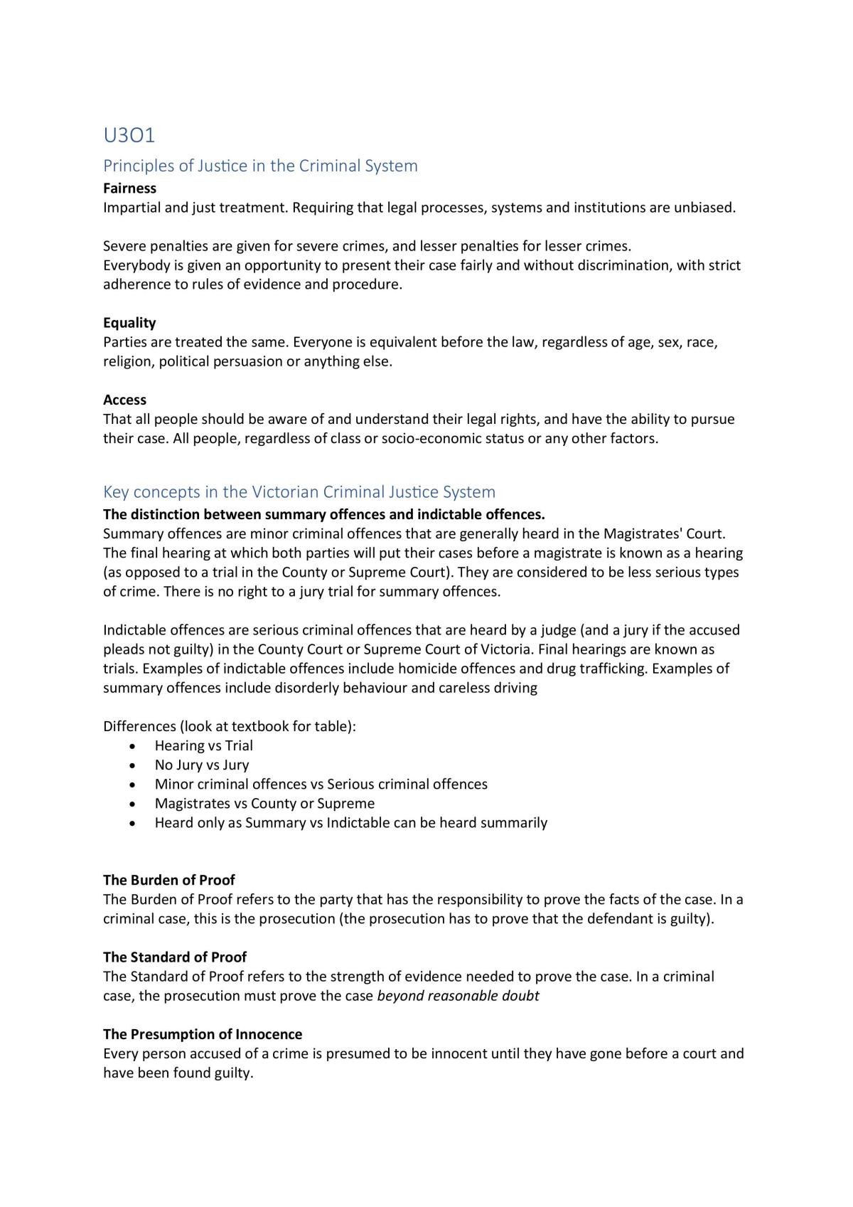 Unit 3 Legal Studies Notes | Legal Studies - Year 12 VCE | Thinkswap