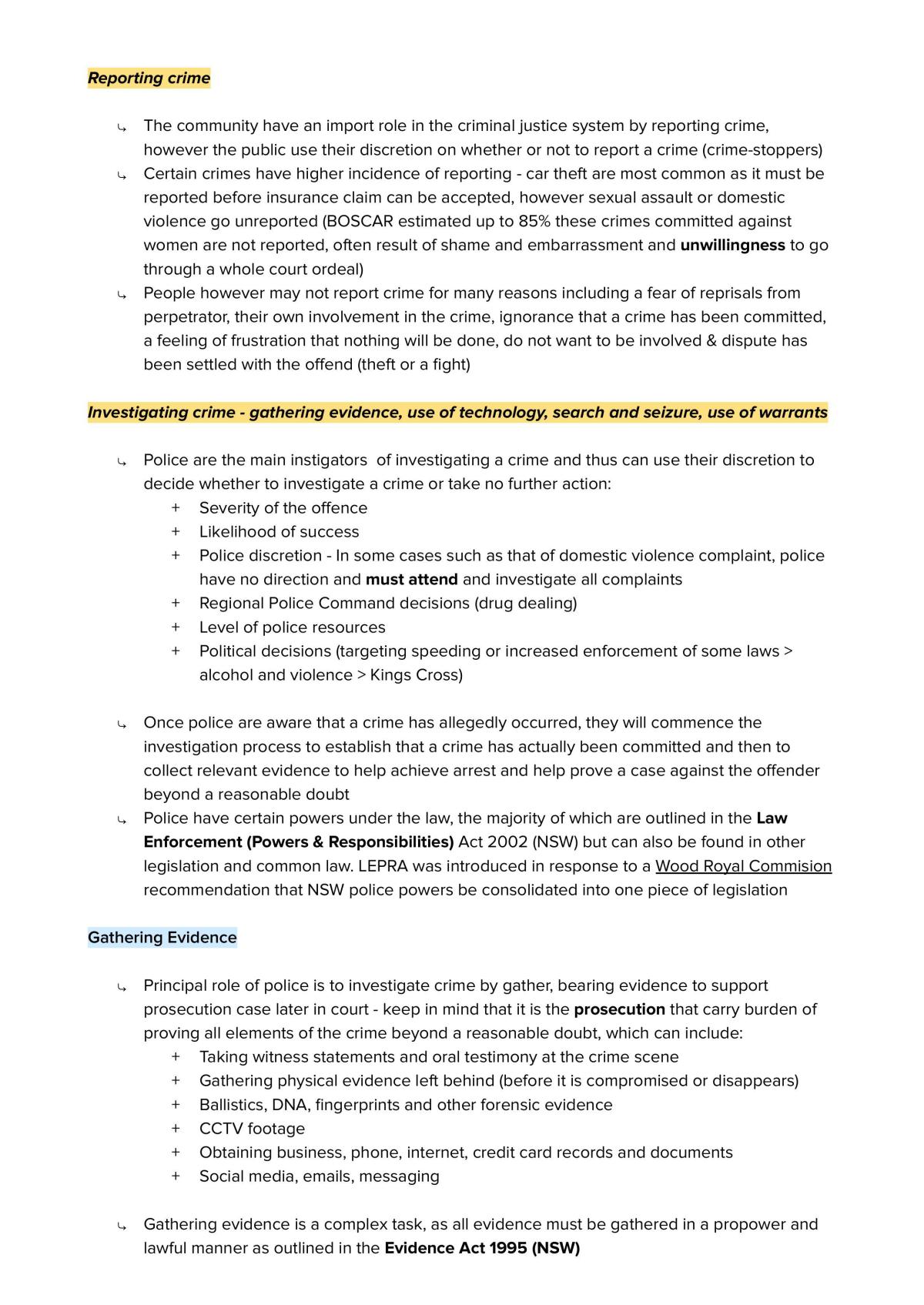 The Criminal Investigation Process | Legal Studies - Year 12 HSC ...