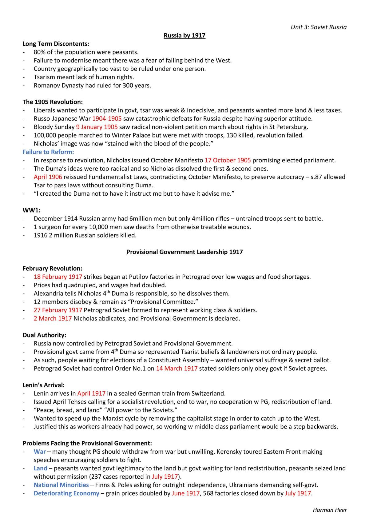 Russia | Modern History - Year 12 WACE | Thinkswap