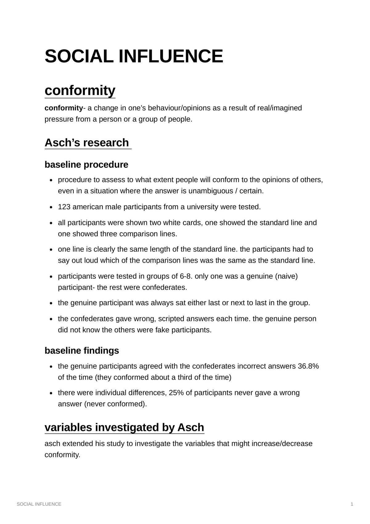 Social Influence Complete Notes | Psychology - A Level A Levels AQA ...
