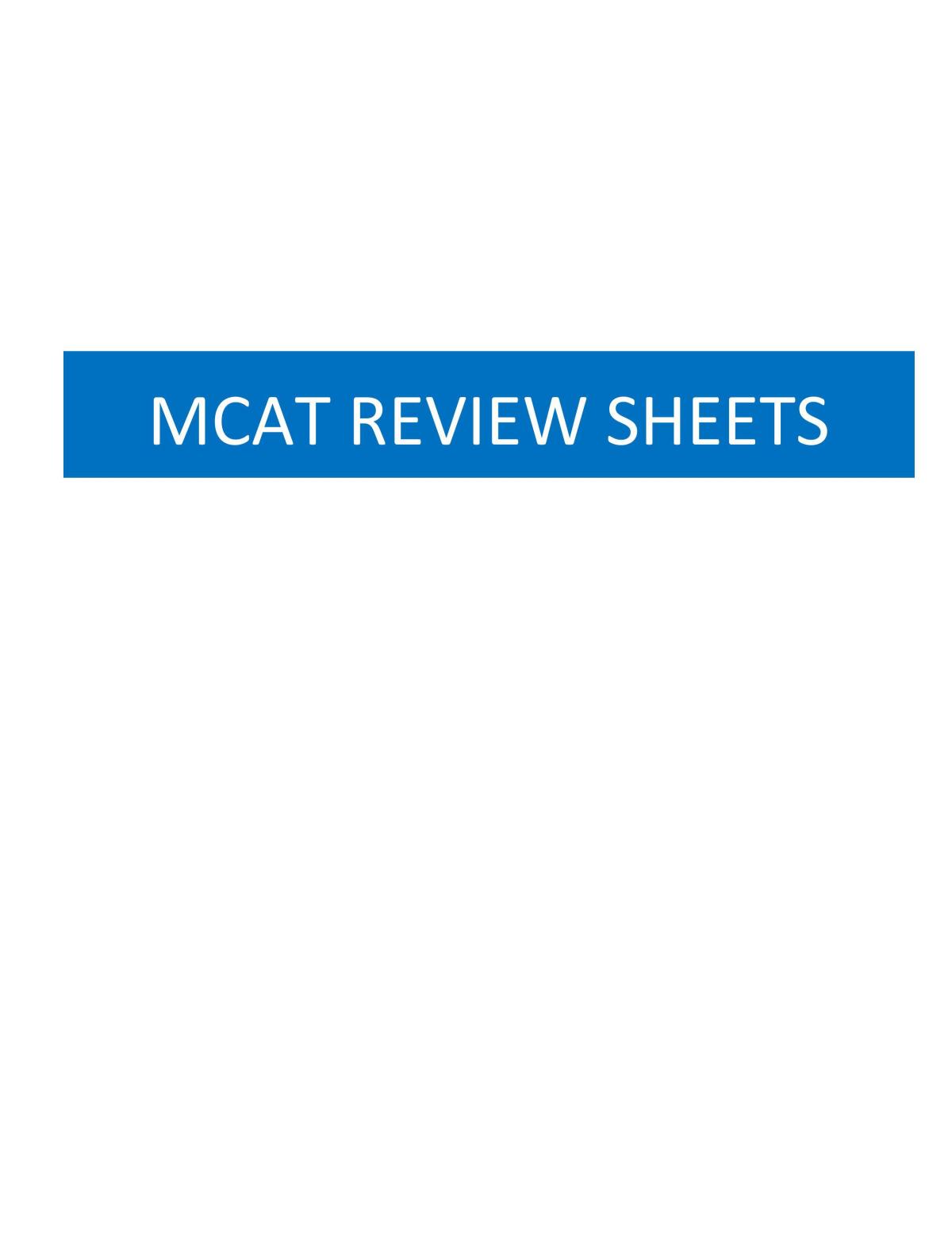 Mcat/science notes | Scientific Studies - Year 12 SACE | Thinkswap