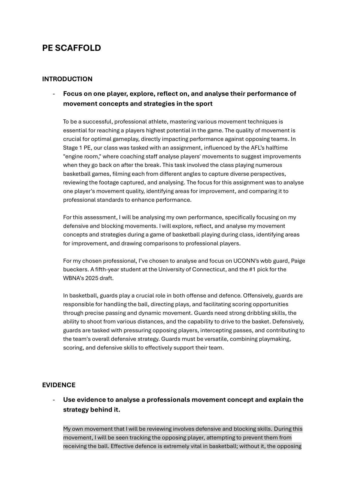 PE Scaffold - coaching a player | Physical Education - Year 11 SACE ...