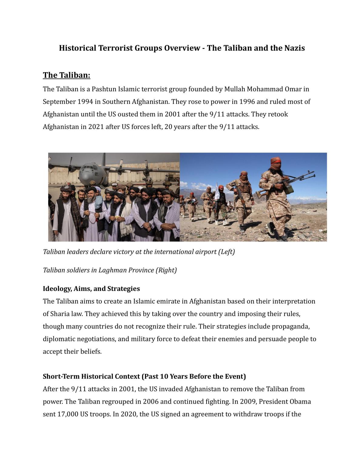 Historical Terrorist Groups Overview - Nazis and Taliban | Modern ...