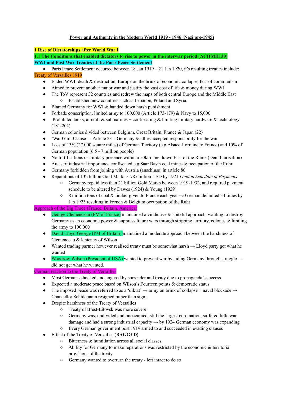 Power and Authority Notes | Modern History - Year 12 HSC | Thinkswap