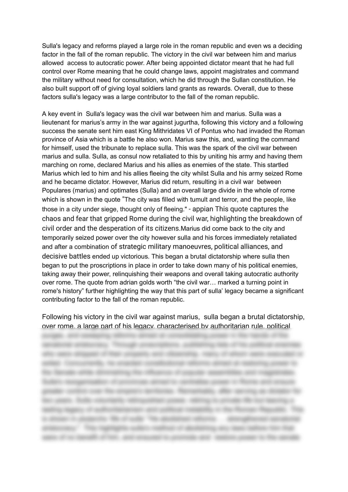 Sulla Legacy | Ancient History - Year 12 HSC | Thinkswap