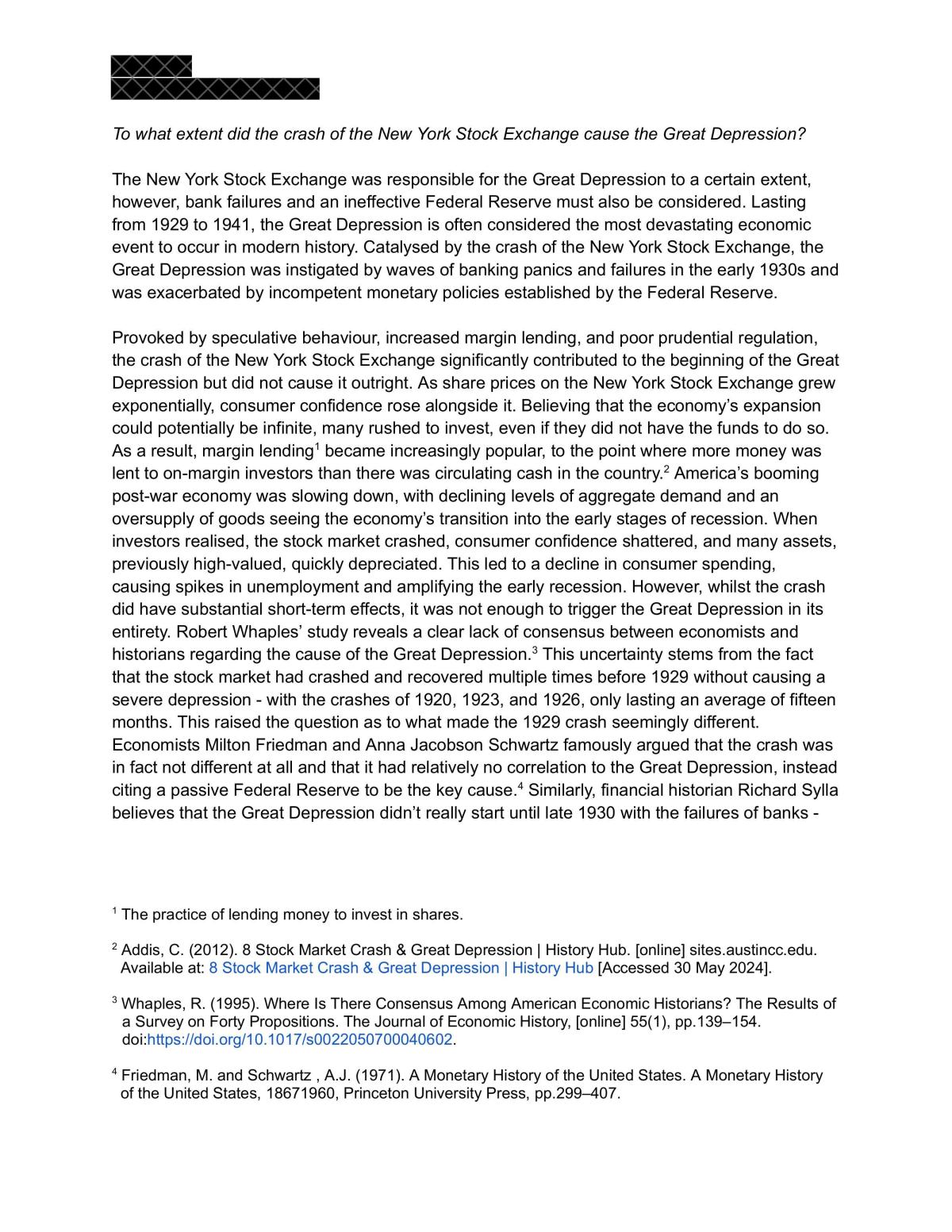 Historical Investigation: Cause of the Great Depression | Modern ...
