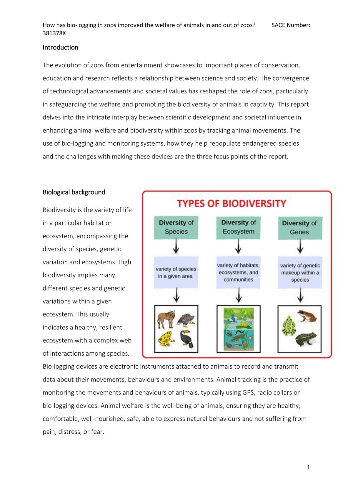 Science as a Human Endeavour Stage 1 Biology 2023 Assessment Type 1 ...