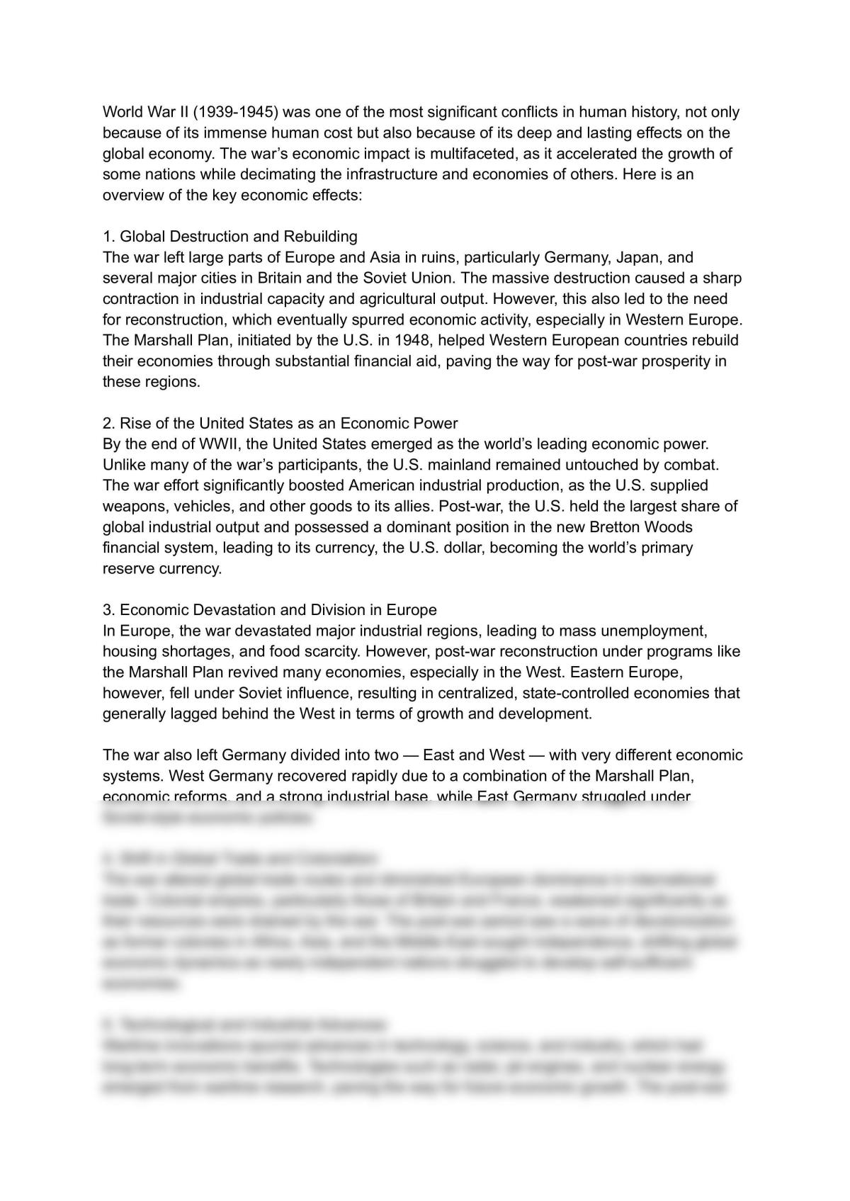World War 2 Global Impact | Modern History - Year 11 HSC | Thinkswap