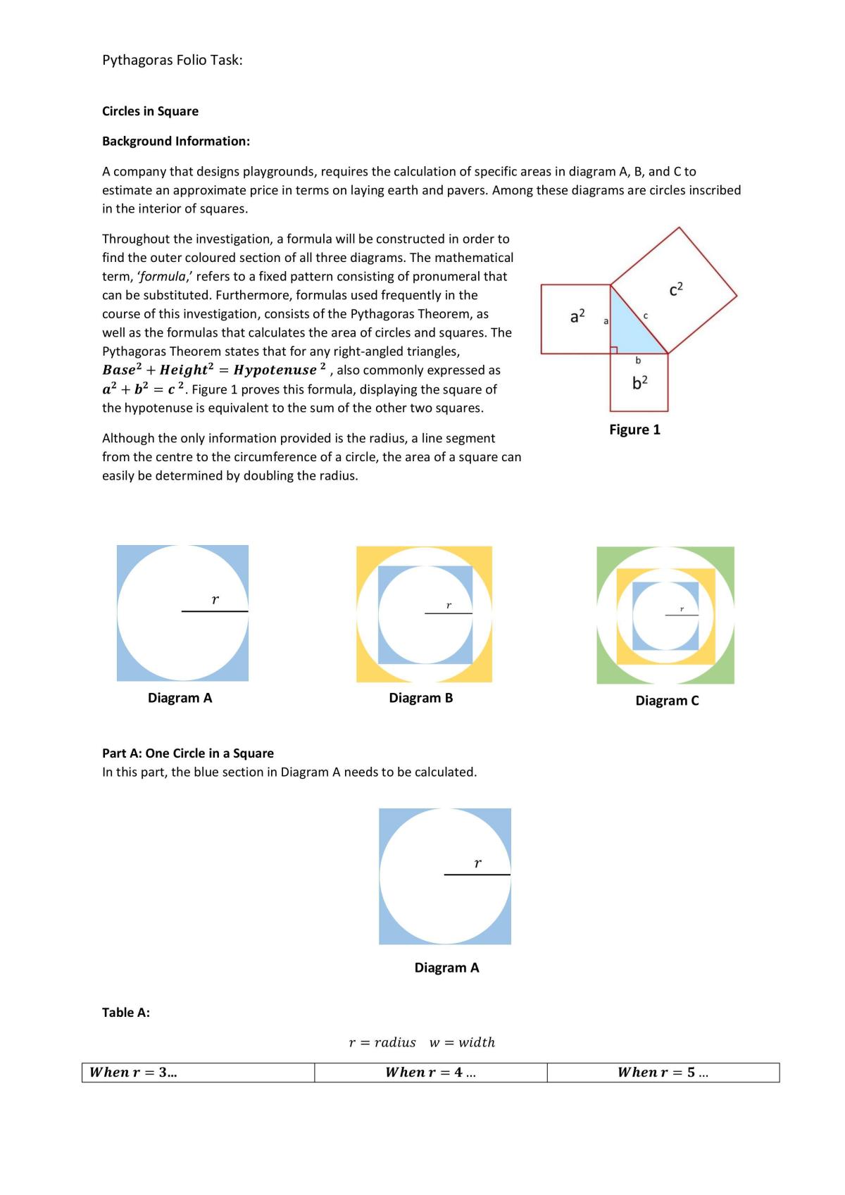 Pythagoras Investigation | Mathematics - Year 11 SACE | Thinkswap