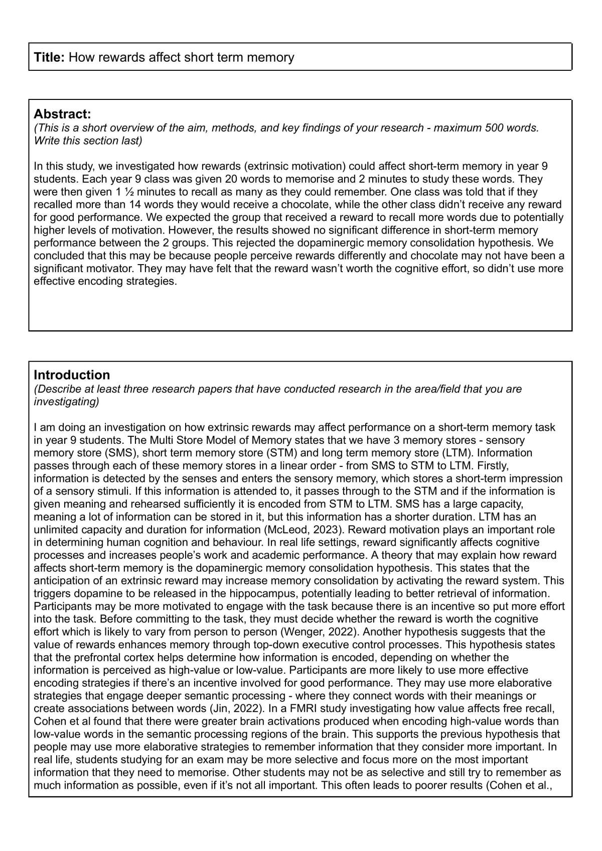 Level 3 Psychology Experiment assessment | Psychology - Level 3 NCEA ...