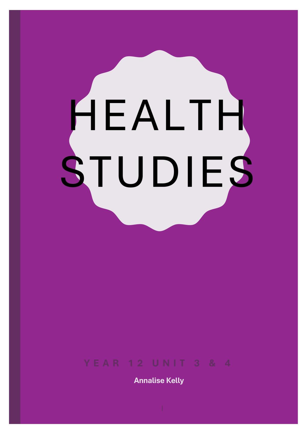 Health Studies semester 1 and 2 year 12 complete notes | Health Studies ...