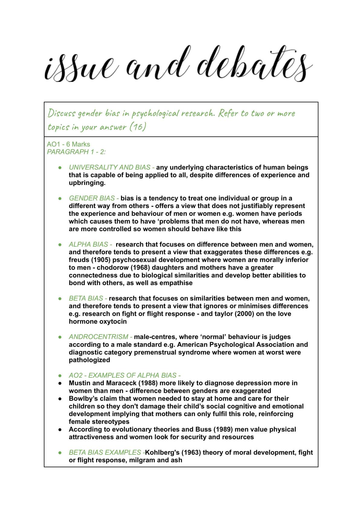 A Level Psychology Essay Plans | Psychology - A Level A Levels AQA ...