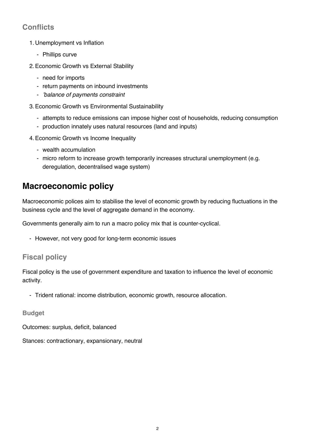 Economics Topic 4: Economic Policies and Management Notes | Economics ...
