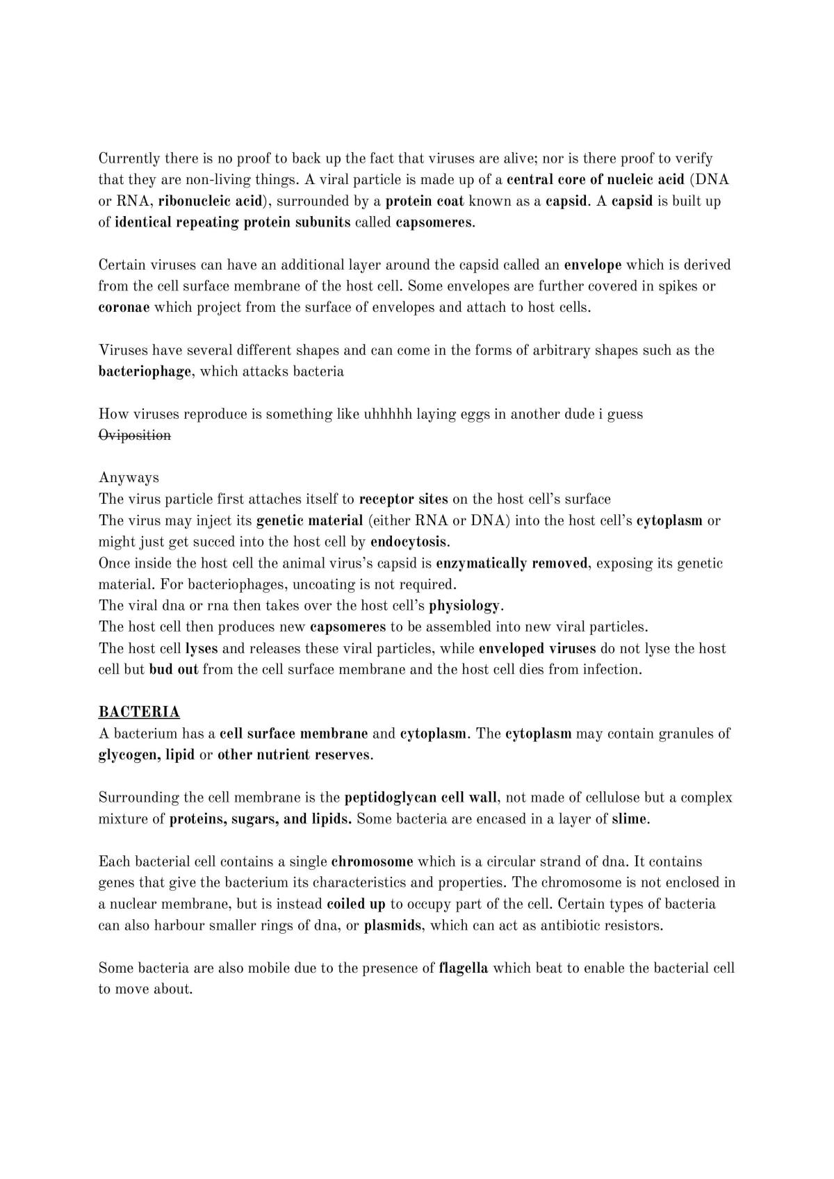 Biology Year 3 and 4 Notes. | Biology - GCE O Level | Thinkswap