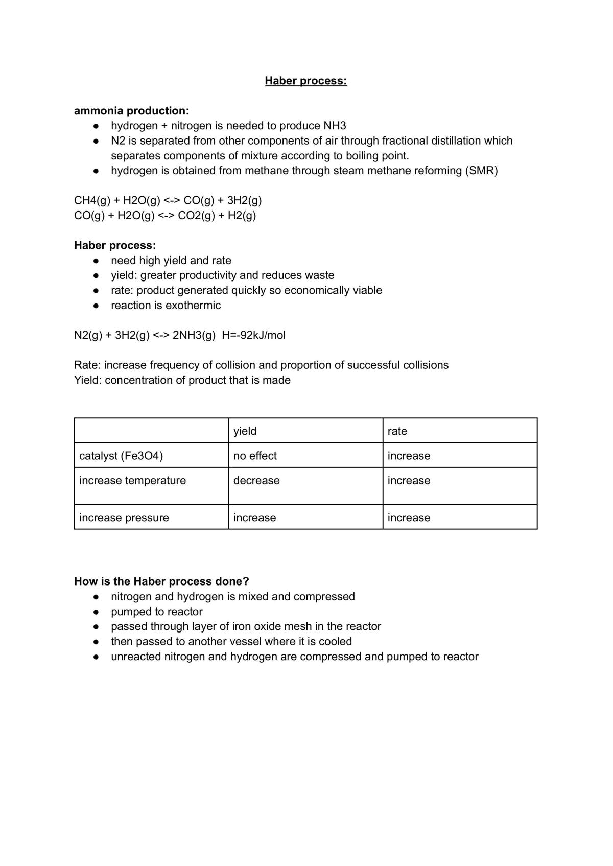 Haber / Contact Process | Chemistry - Year 12 WACE | Thinkswap