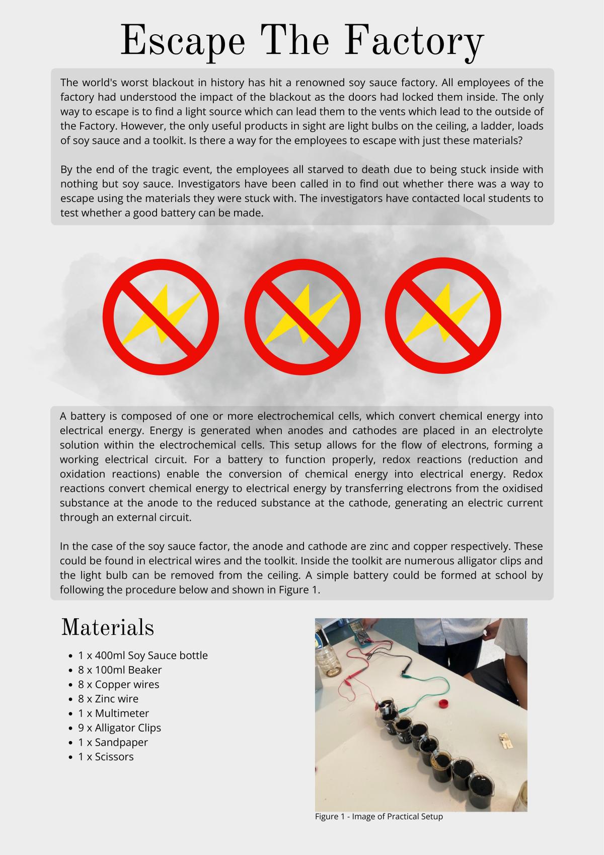 Battery Design Investigation | Chemistry - Year 11 SACE | Thinkswap
