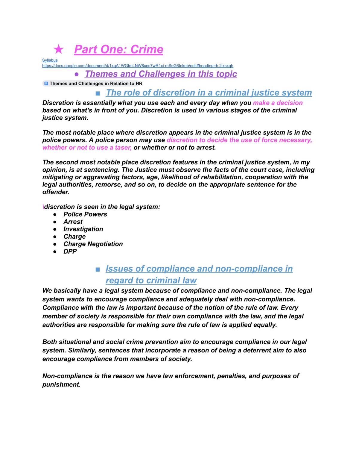 Crime Legal Studies Full Notes + Case Studies + Themes and Challenges ...