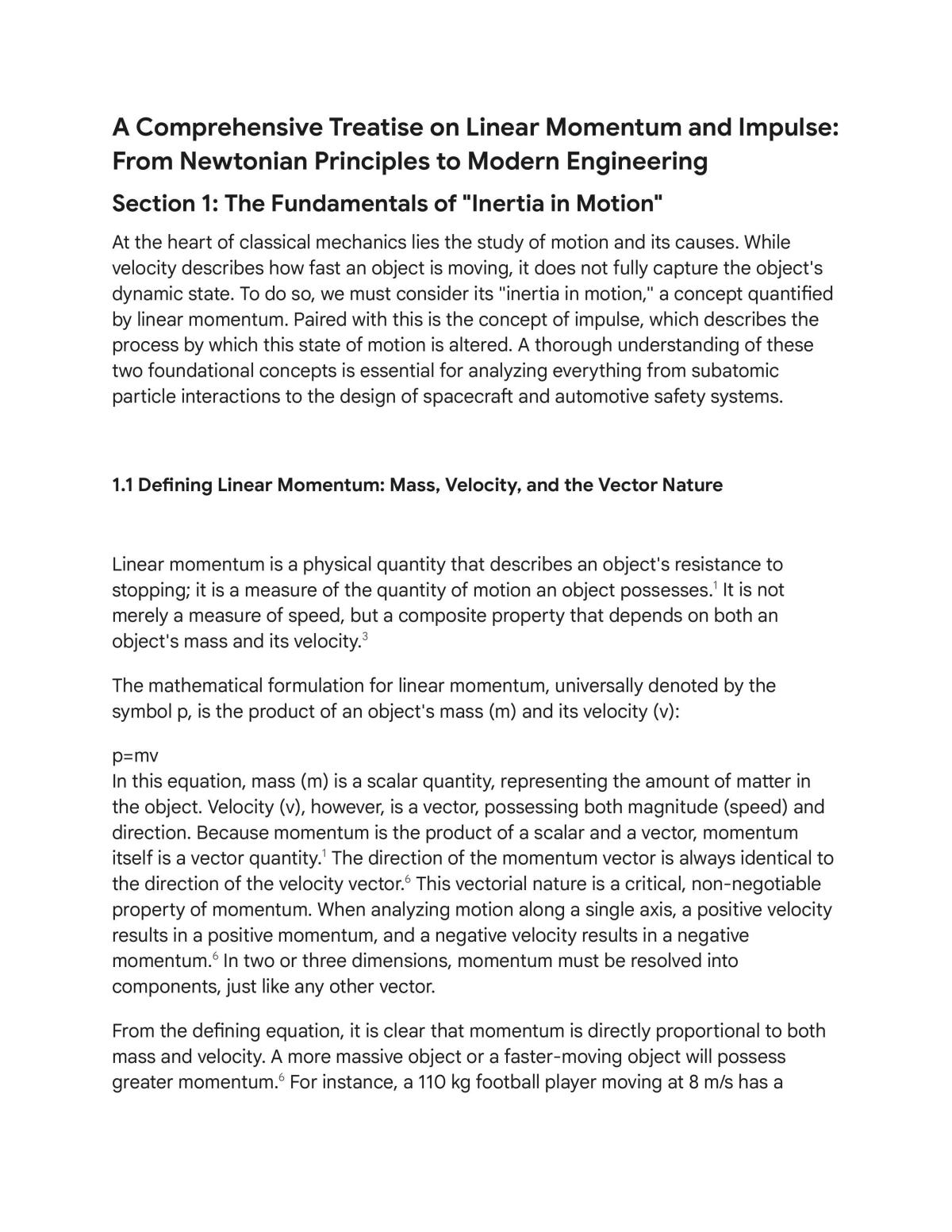 A Comprehensive Treatise on Linear Momentum and Impulse: From Newtonian ...