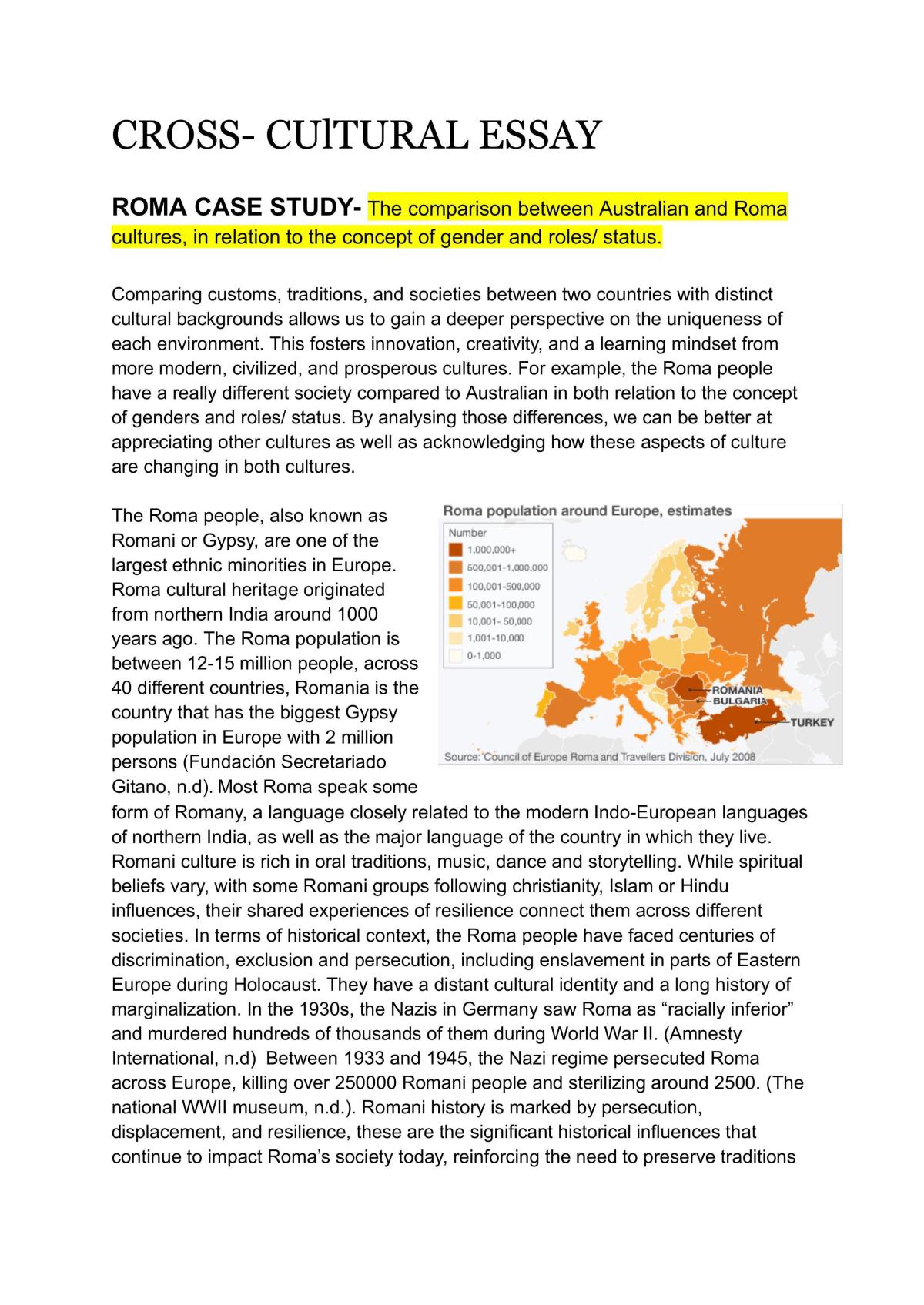 Cross-Culture Essay | Society and Culture - Year 11 HSC | Thinkswap