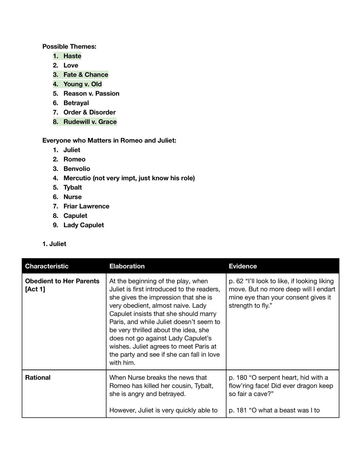 Romeo and Juliet Notes | Literature in English H2 - GCE A Level | Thinkswap
