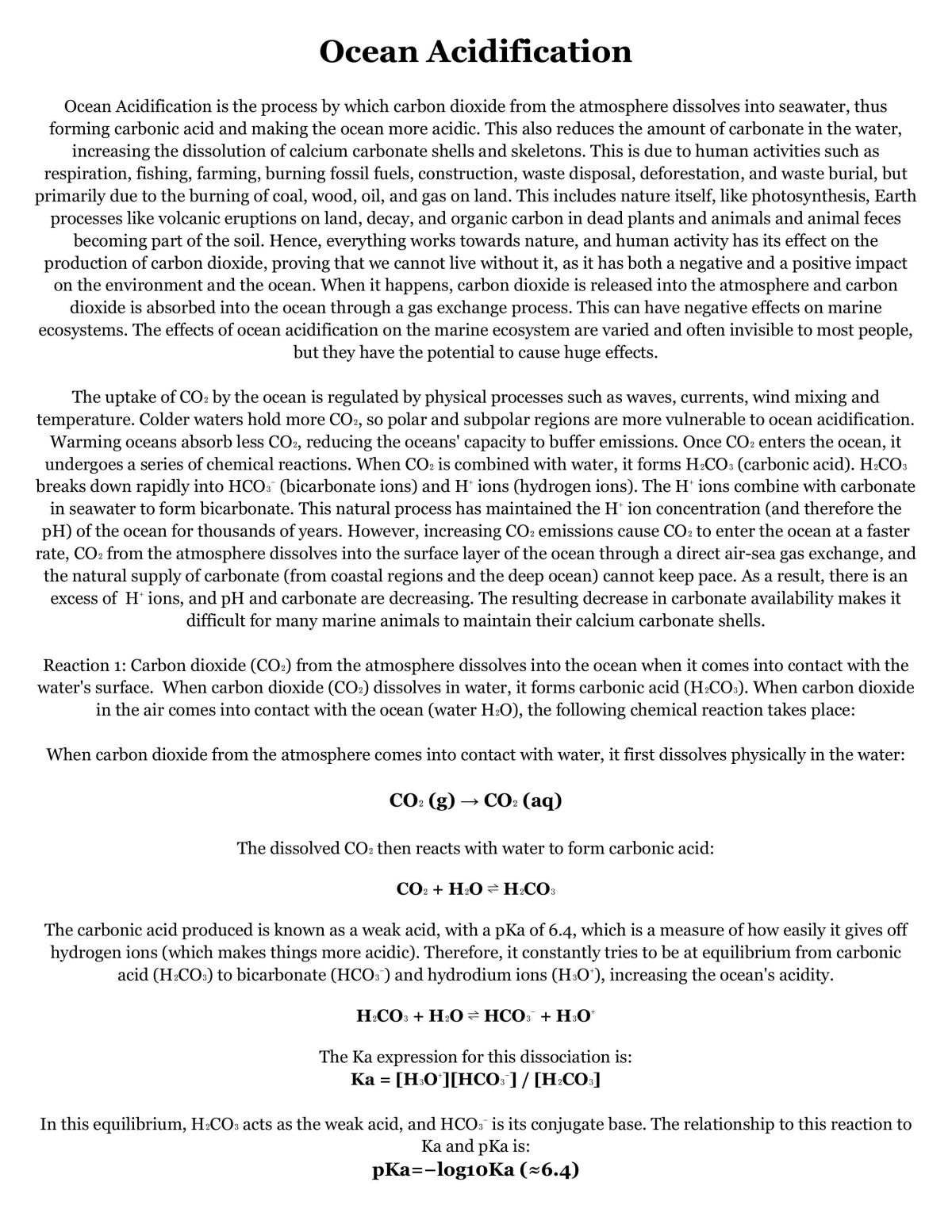 NCEA Level 3 Chemistry: Ocean Acidification | Chemistry - Level 3 NCEA ...