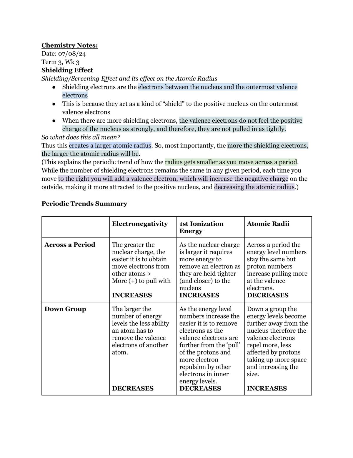 NCEA Level 3 Chemistry - Atomic Structure & Bonding Study Guide ...