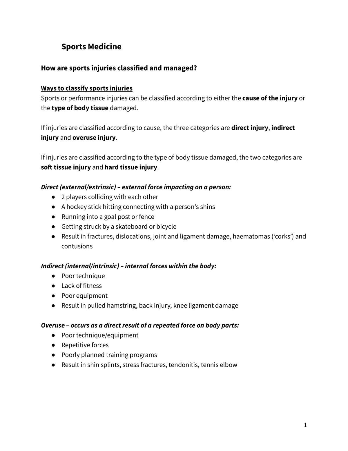 HSC PDHPE Option 3 - Sports Medicine | Personal Development, Health and ...