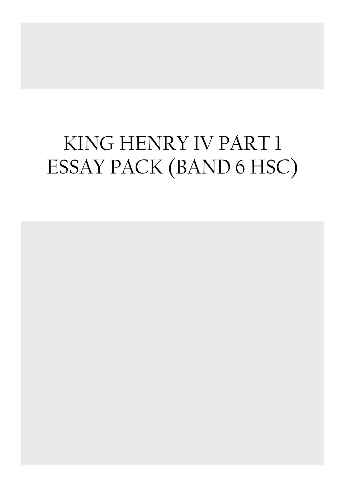 King Henry IV - Part One Essay Pack (90+) | English (Advanced) - Year ...
