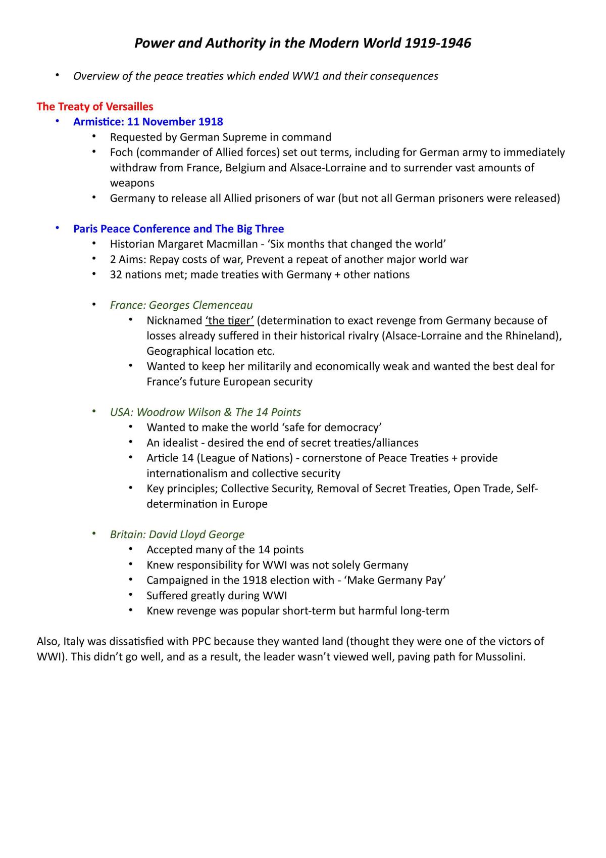 Power and Authority in the Modern World HSC Modern History Notes ...