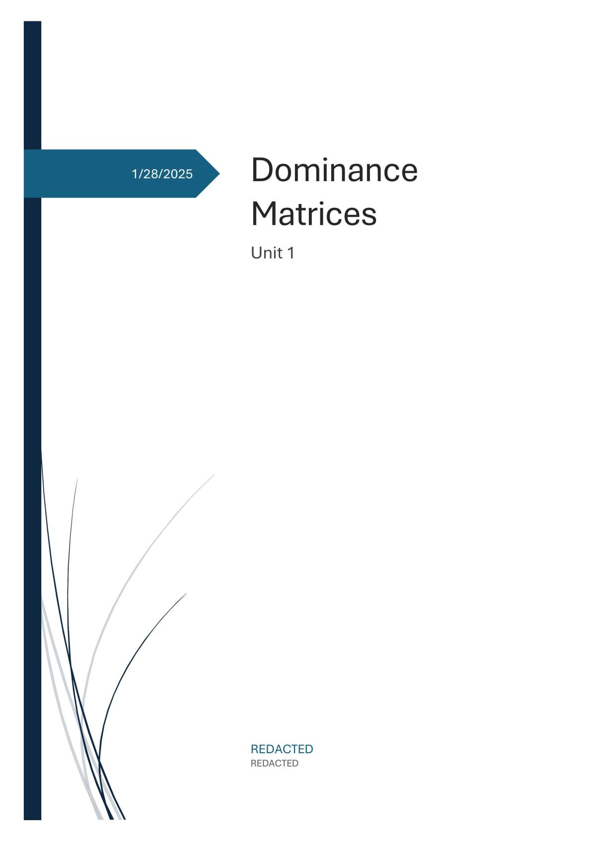 FIA1 PSMT | Dominance Matrices | 17/20 | Specialist Mathematics - Year ...