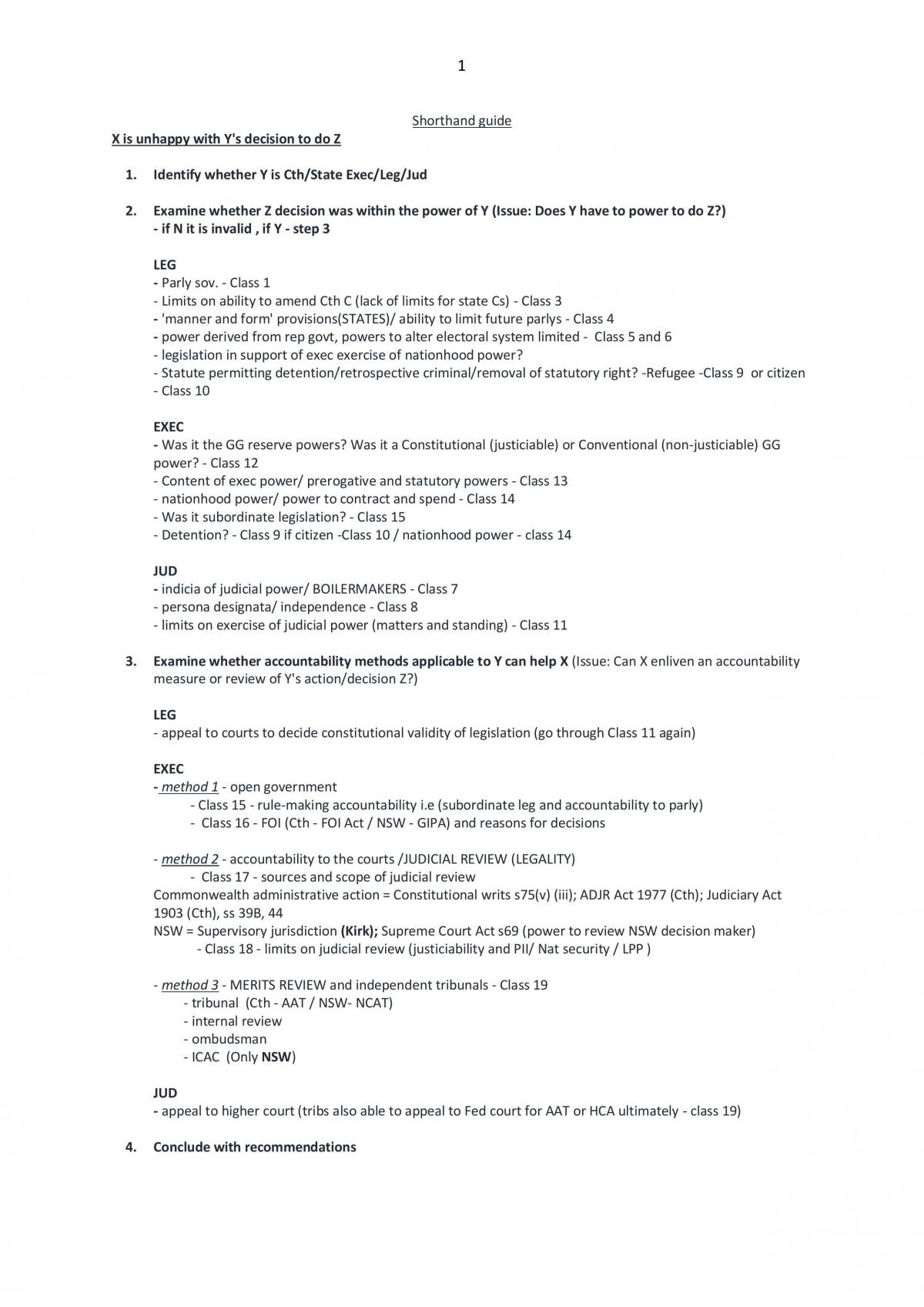 Public Law Detail Notes and Case Summaries | LAWS1021 - Public Law ...