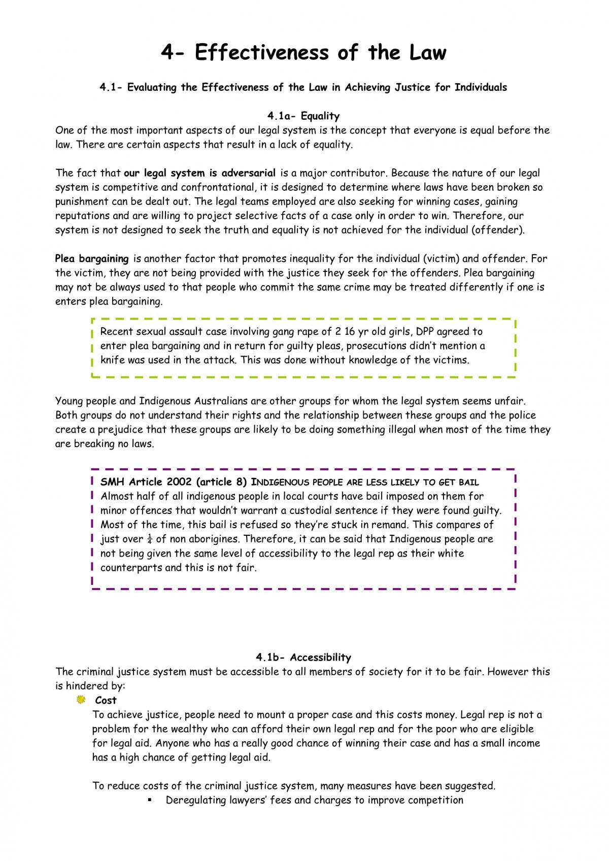 Effectiveness of the Law Notes | Legal Studies - Year 11 HSC | Thinkswap