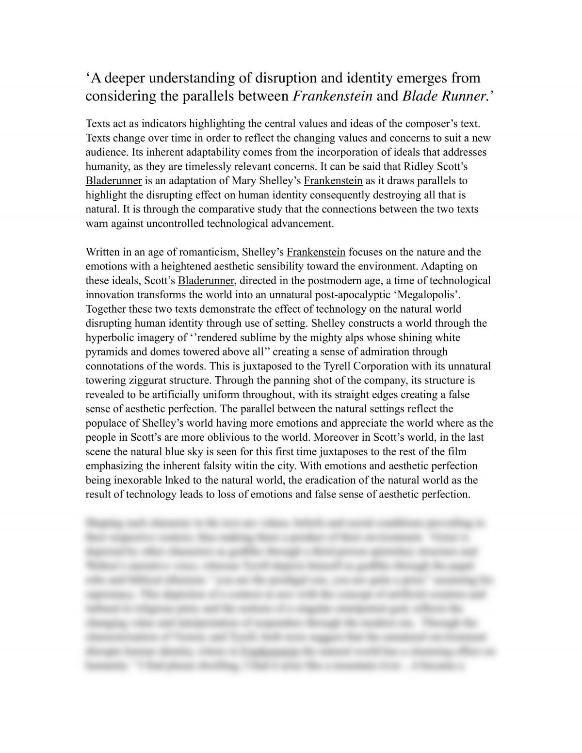 Science Fiction: Blade Runner and Frankenstein Comparative Study ...