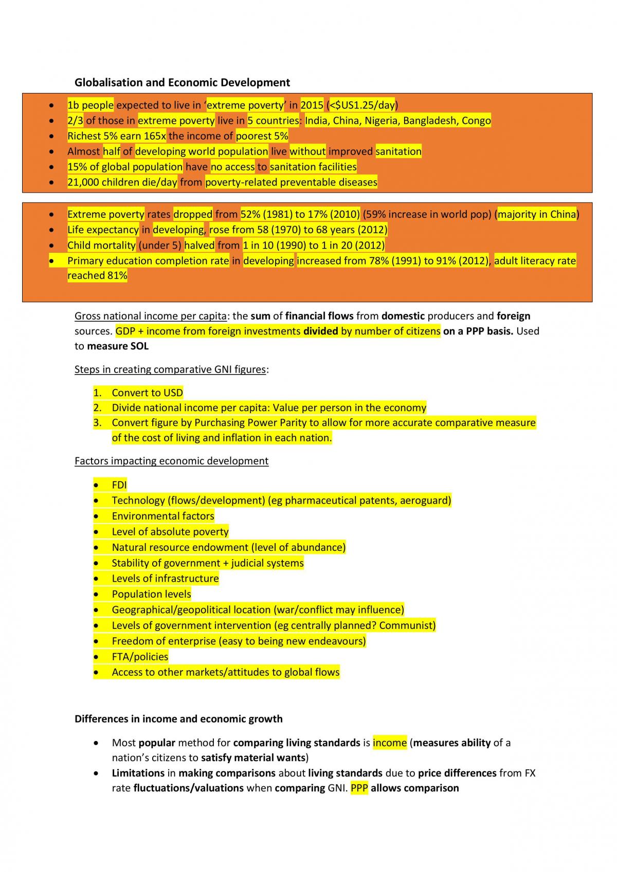 Globalisation and Economic Development HSC Economics Notes | Economics ...