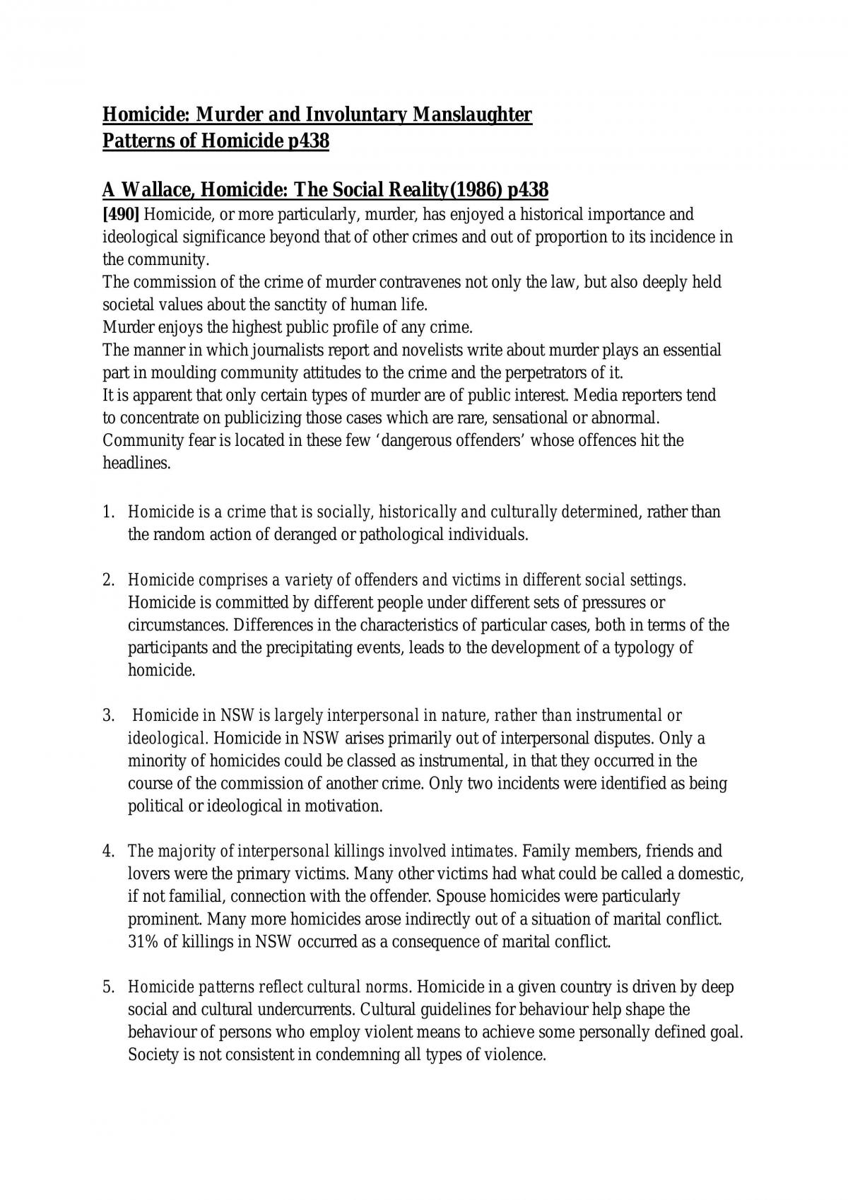 Homicide | LAWS1022 - Criminal Laws - UNSW | Thinkswap