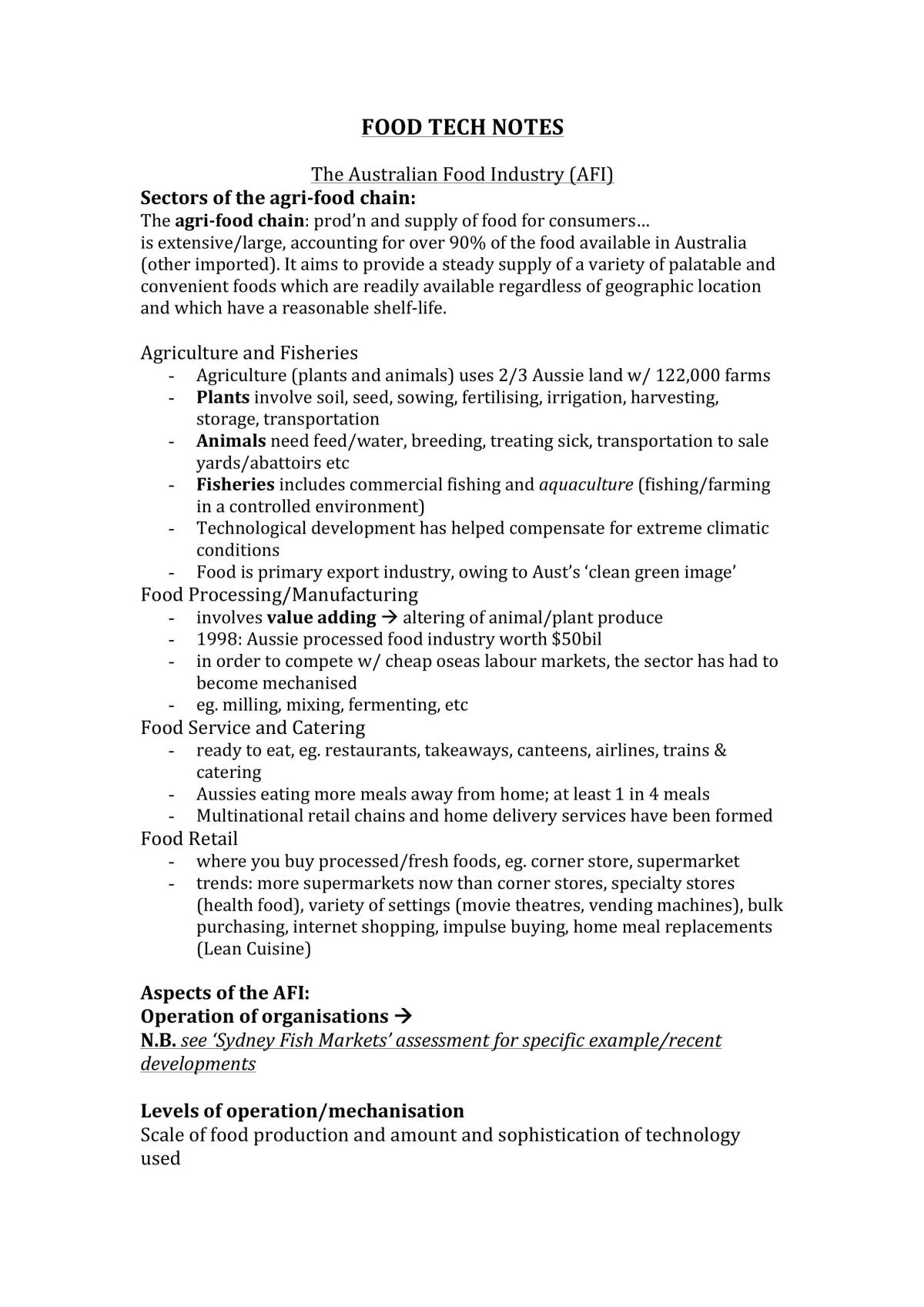 Food Technology: Australian Food Industry | Food Technology - Year 12 ...