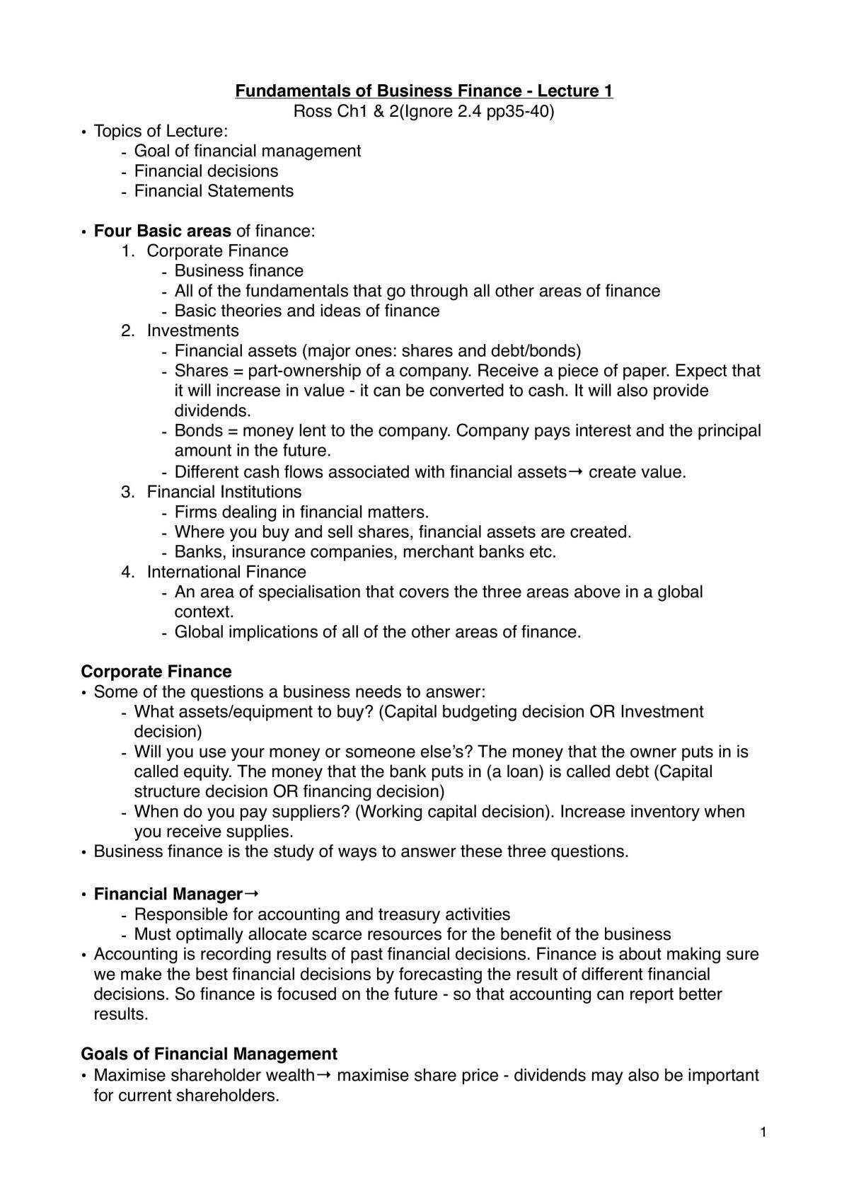 Introduction to Fundamentals of Business Finance | 25300 - Fundamentals ...