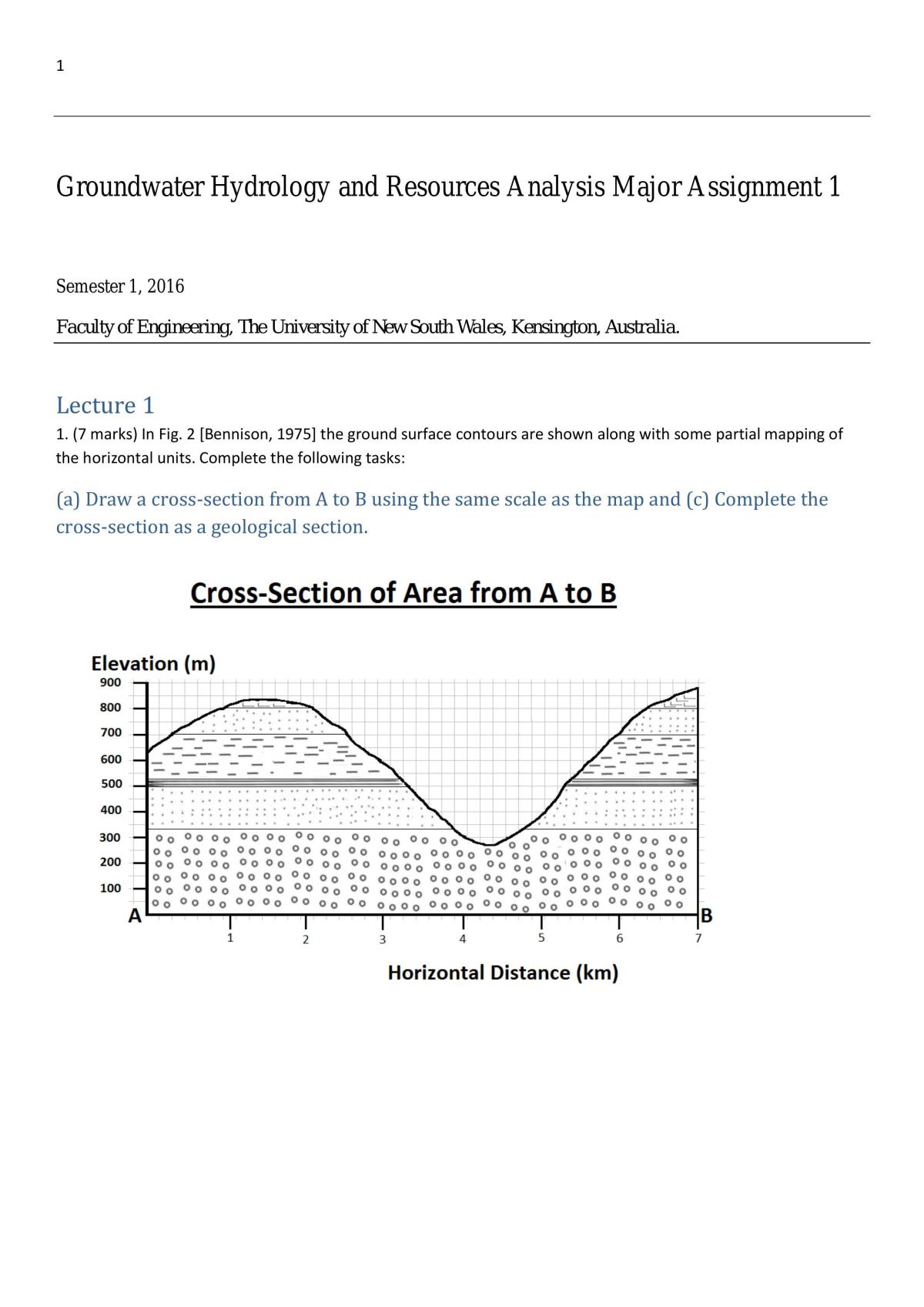 CVEN9630 Major Assignment 1 | CVEN9630 - Groundwater Hydrology and ...