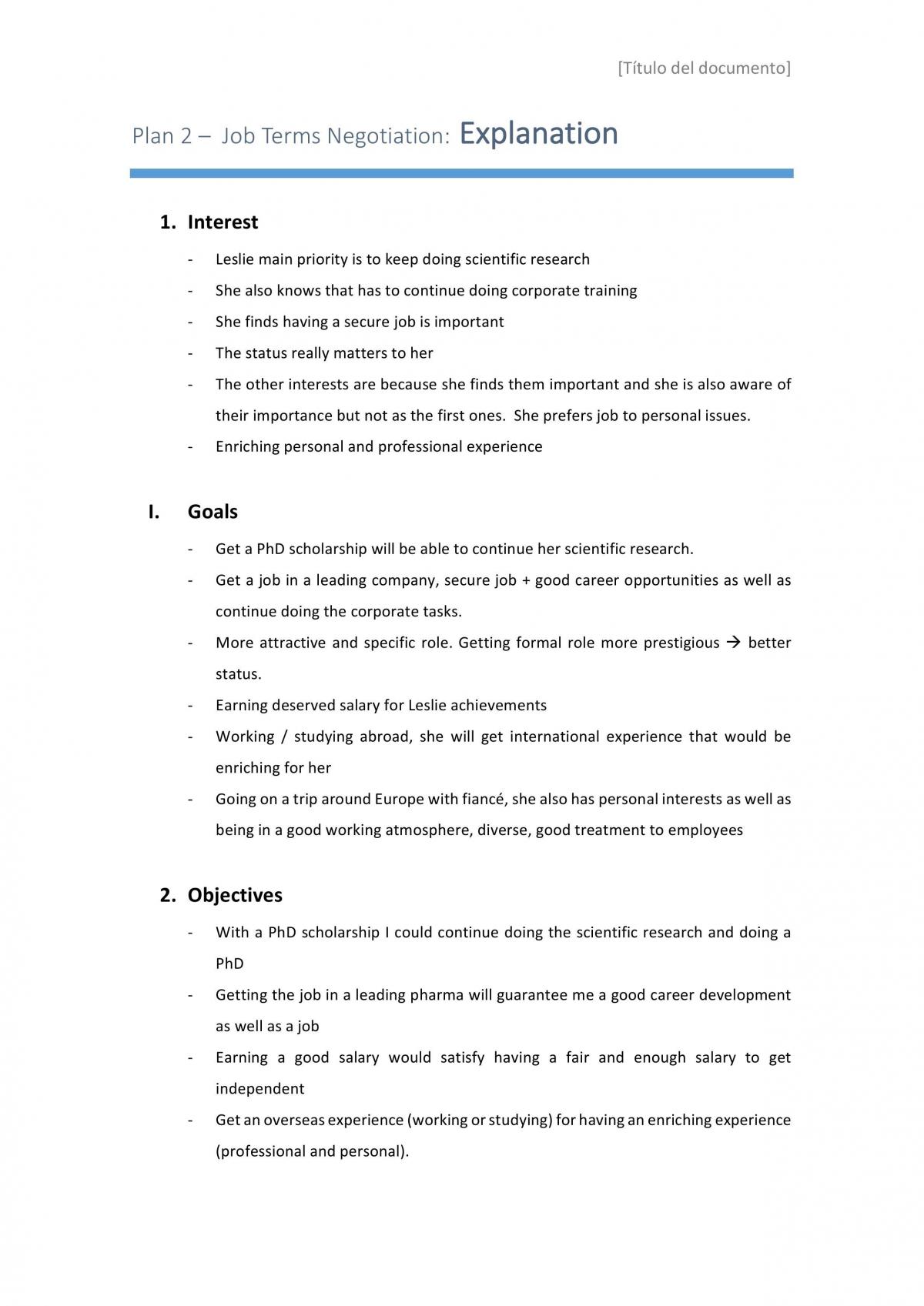 Plan 2 Explanation | MGMT3721 - Negotiation Skills - UNSW | Thinkswap