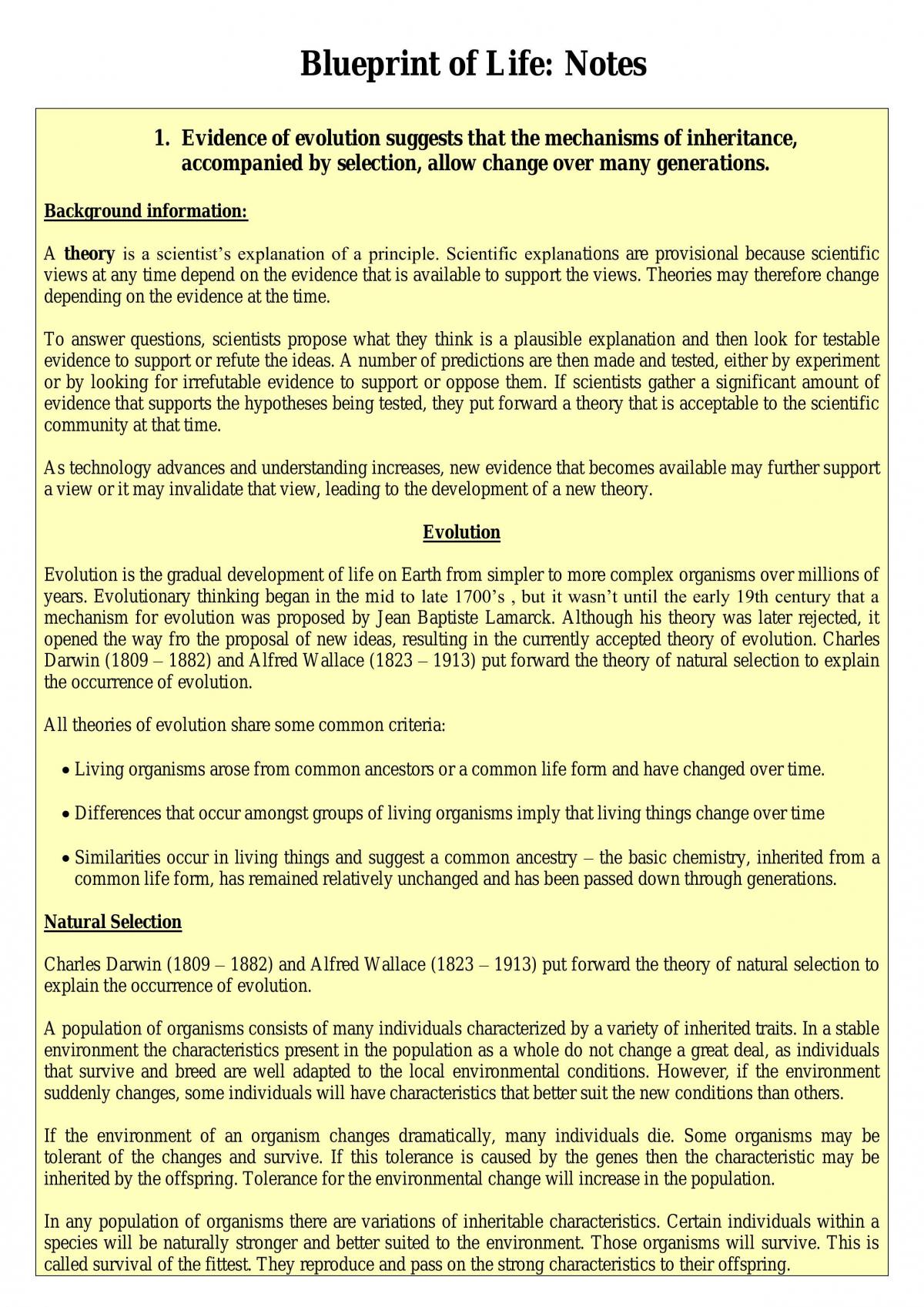 Blueprint of Life Notes | Biology - Year 12 HSC | Thinkswap