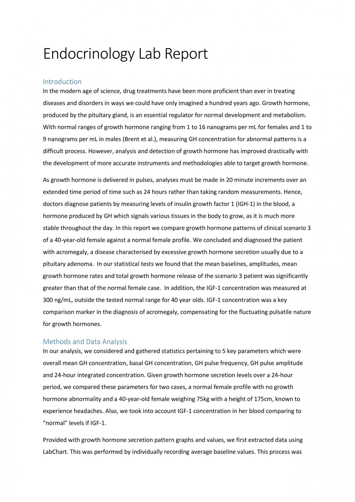 Prac 3 Endicrinology Report | BIOM2011 - Integrative Cell & Tissue ...