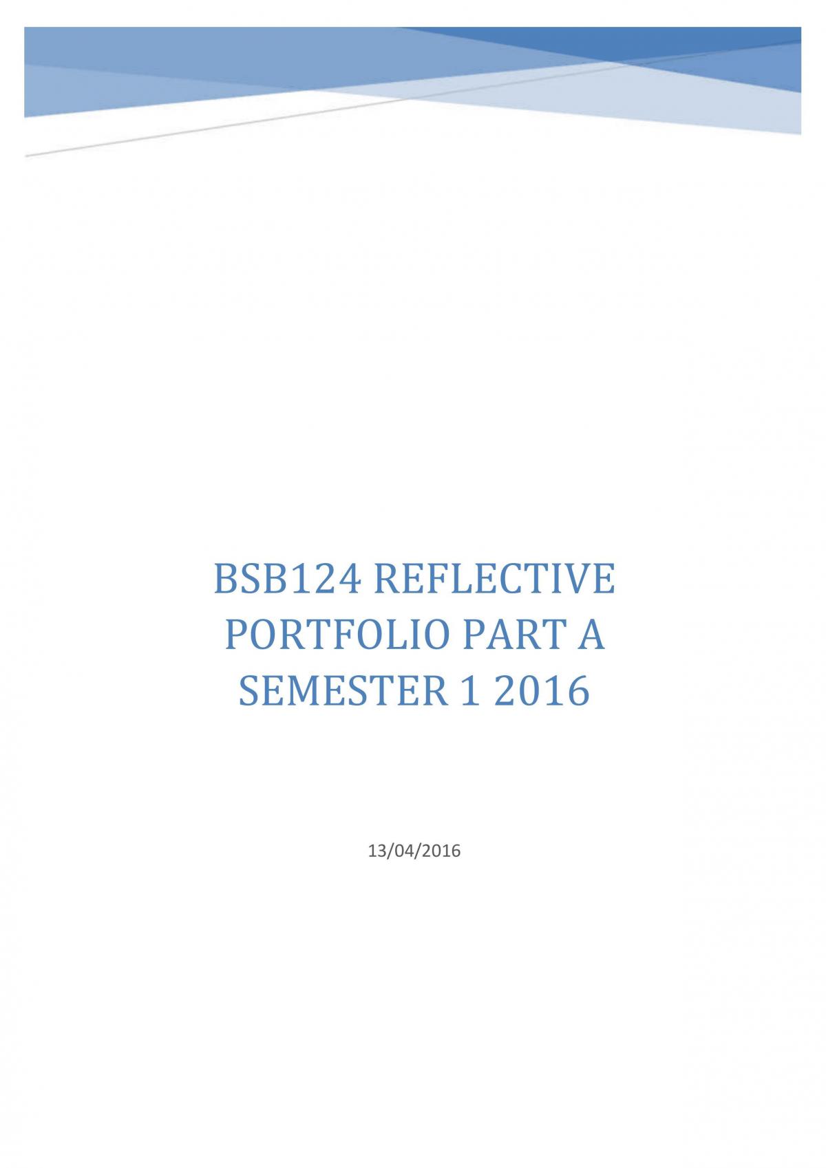 Reflective Portfolio Part 1 | BSB124 - Working in Business - QUT ...