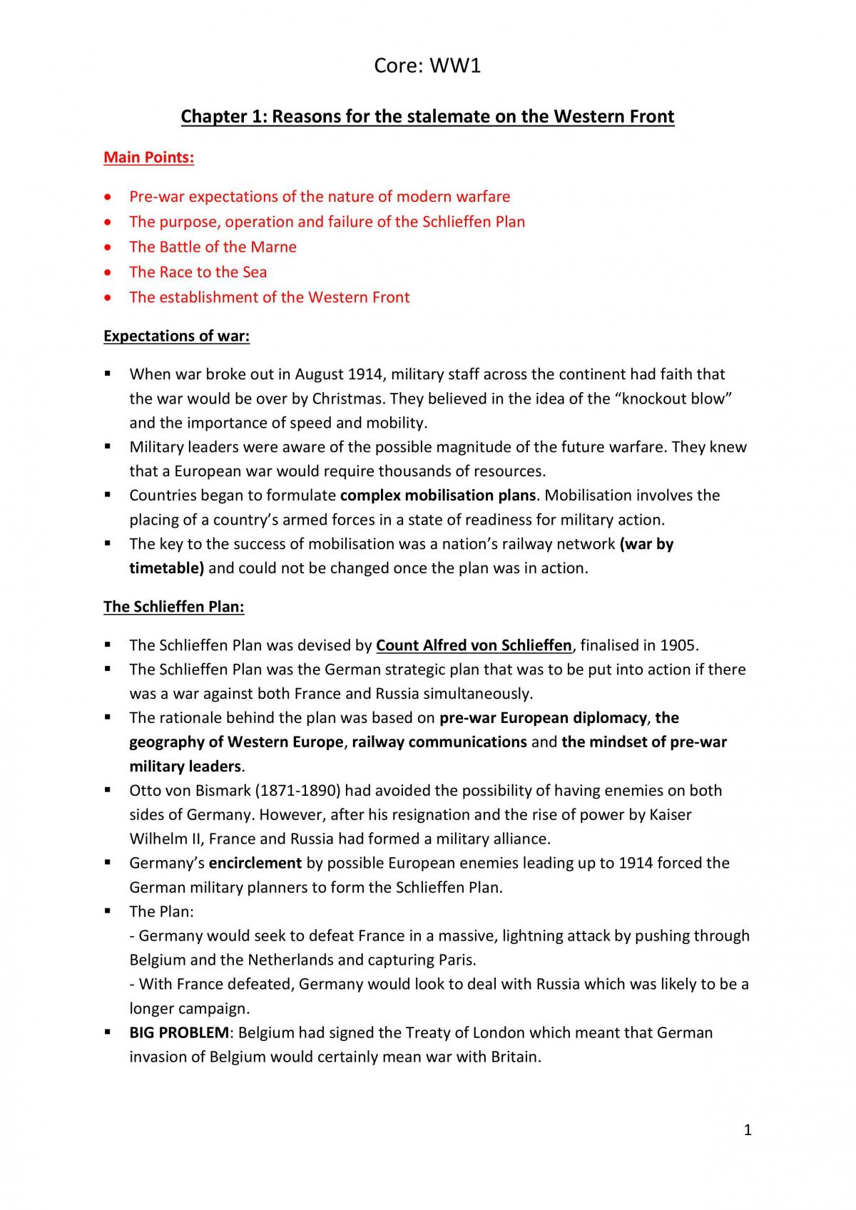 Modern History core WWI Topic Notes | Modern History - Year 12 HSC ...