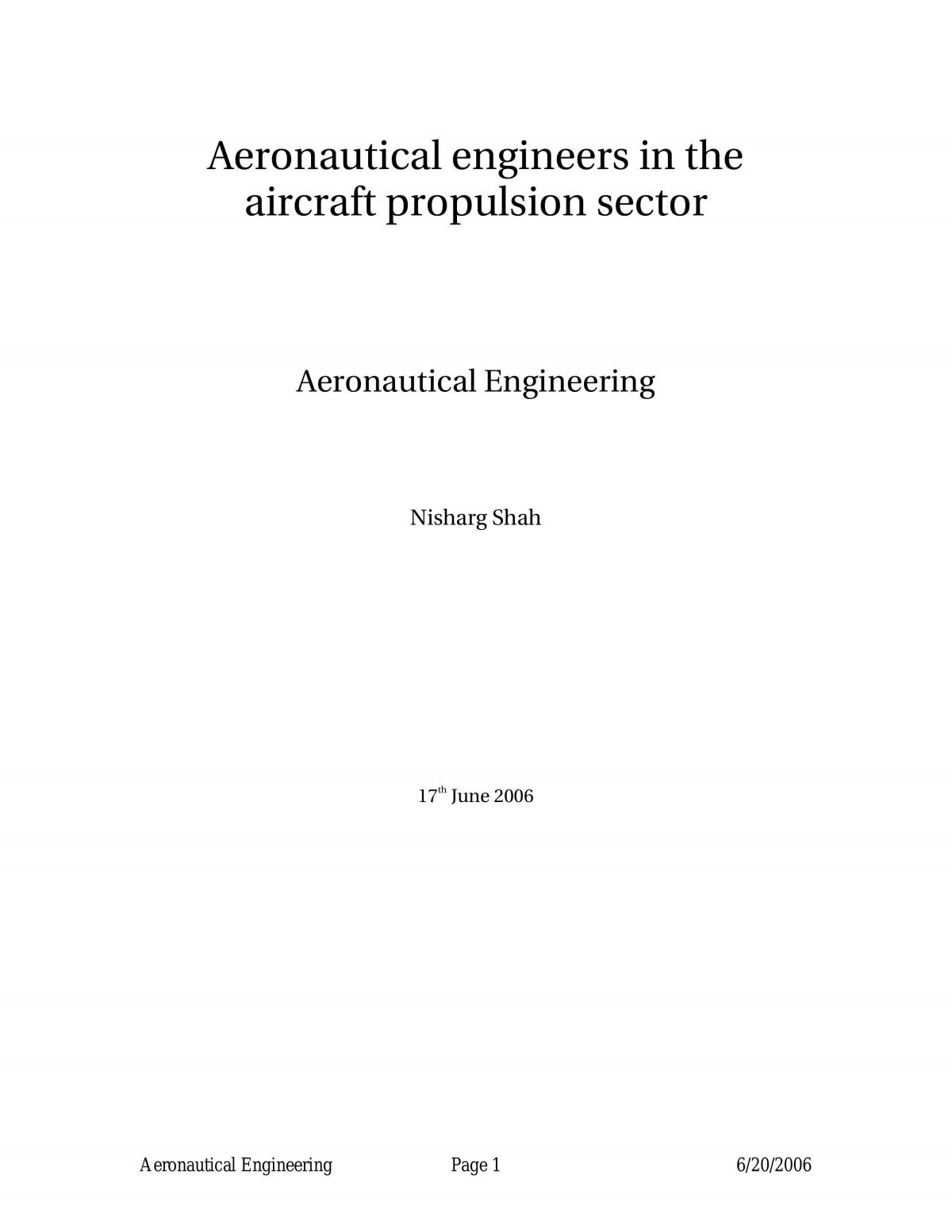 Engineering Studies - Aeronautical Engineering Report | Engineering ...