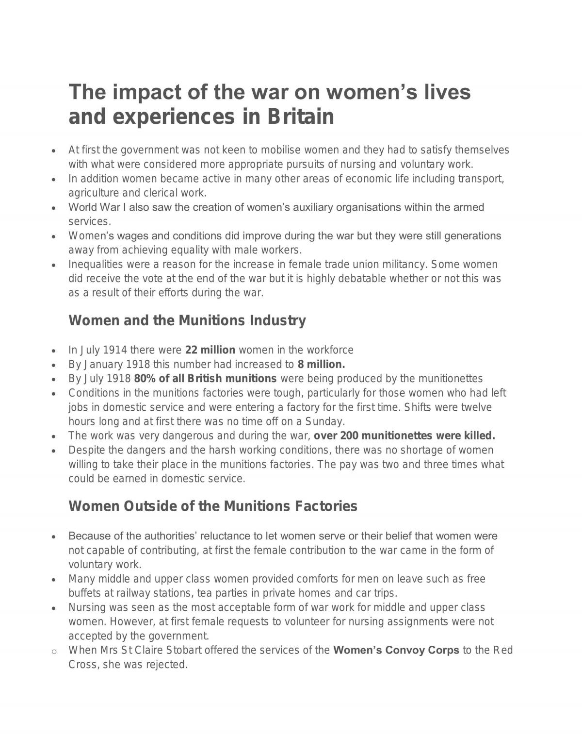 The Impact of WW1 | Modern History - Year 12 HSC | Thinkswap