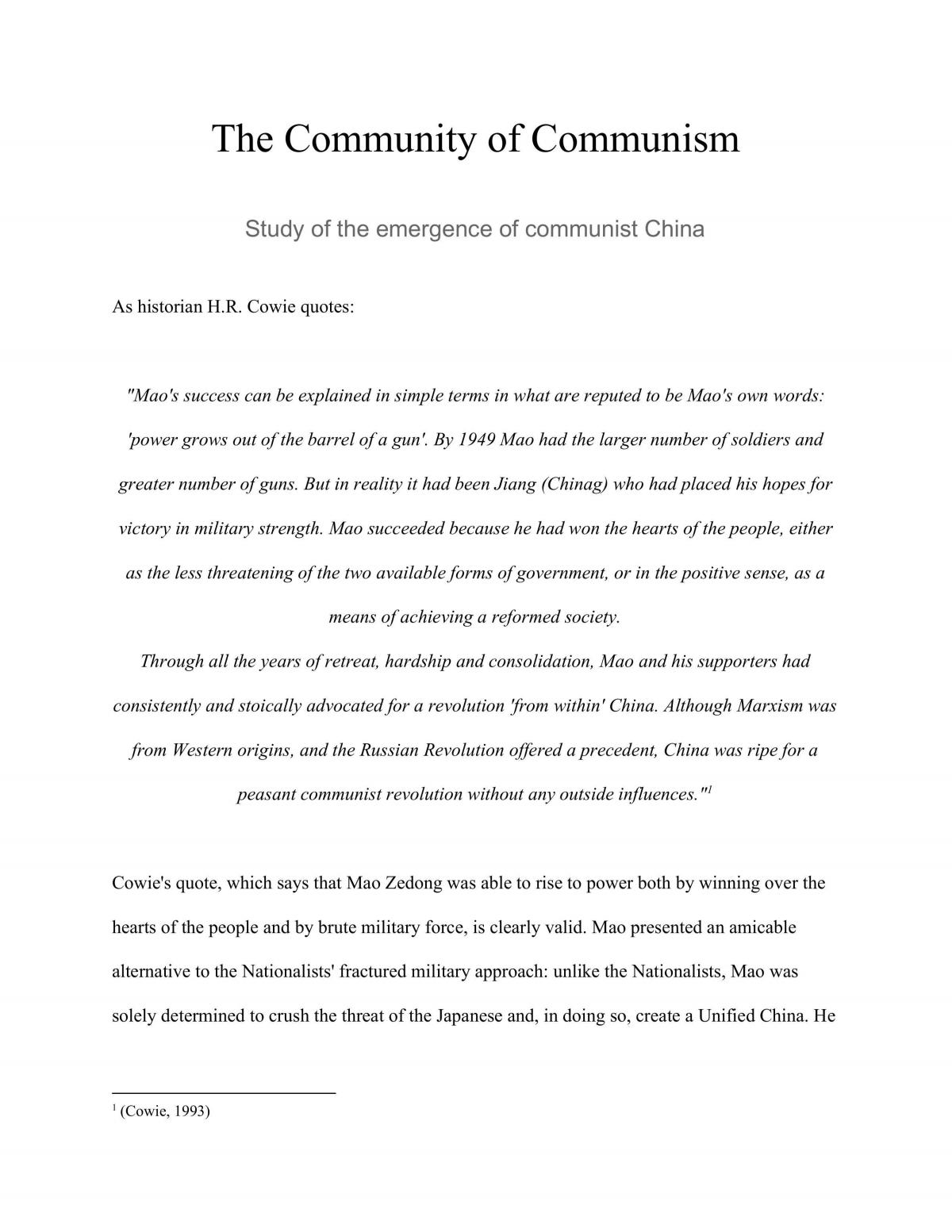 The Community of Communism - A study of the emergence of communist ...