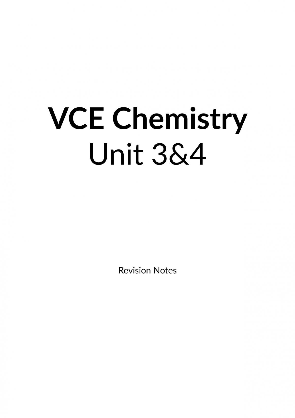 Full Unit 3 and Unit 4 Notes Chemistry | Chemistry - Year 12 VCE ...