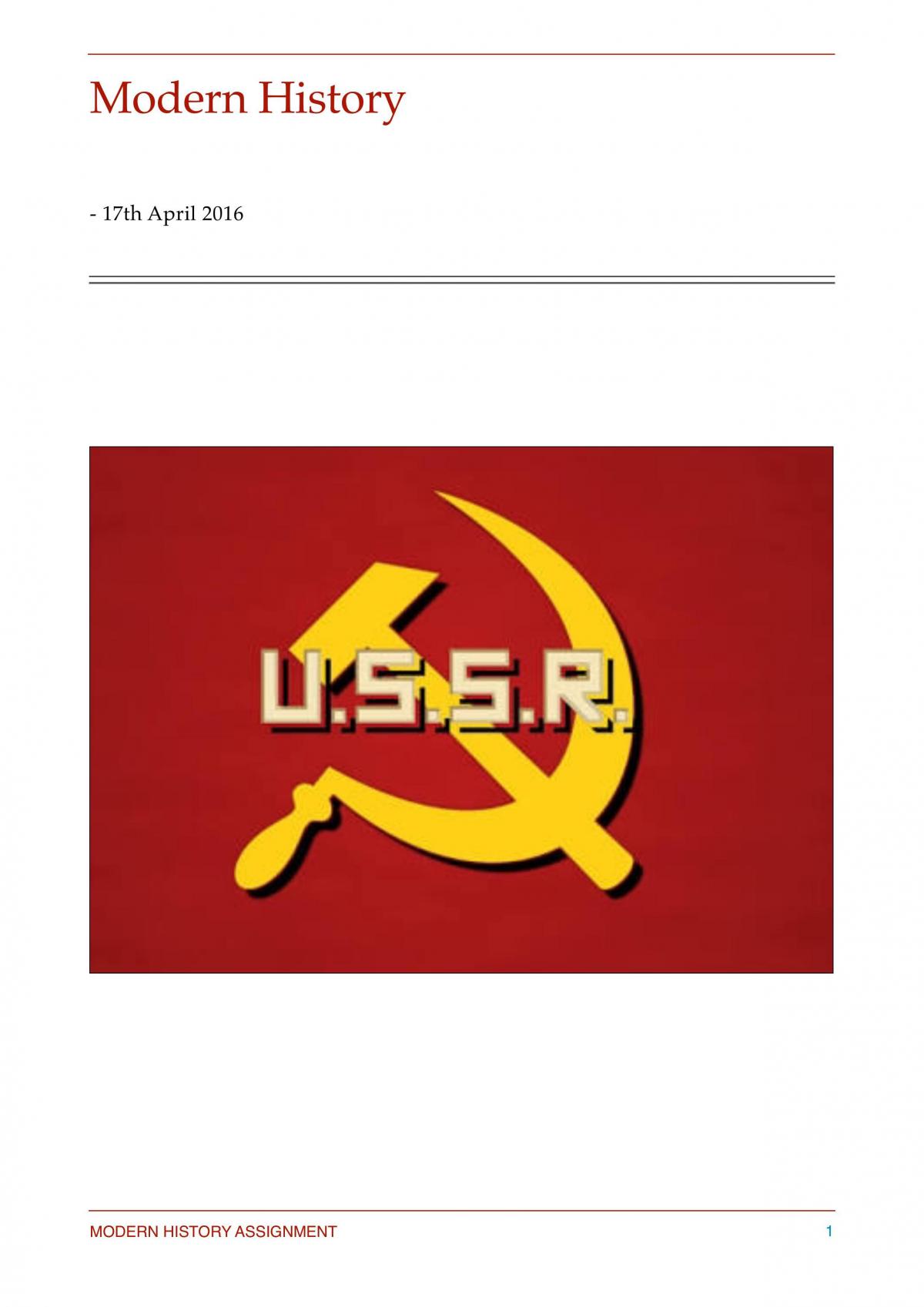 Modern History Author Interpretations Assignment | Modern History ...